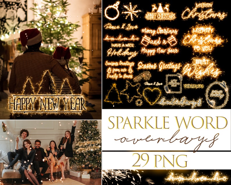Sparkle Word Art Photo Overlays Christmas Photo Overlays for - Etsy