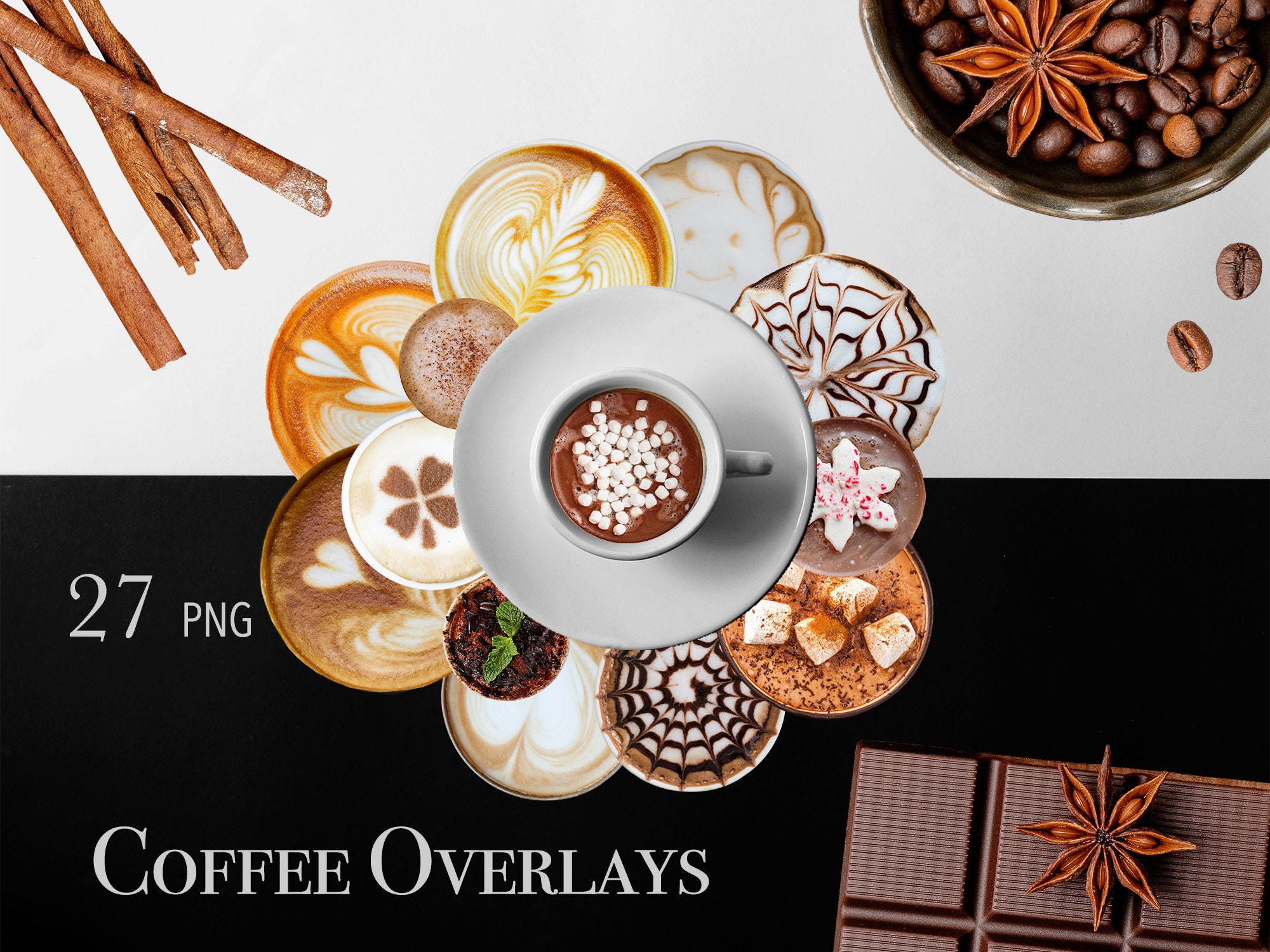 27 Coffee Overlays Coffee Art Overlay Latte Art Overlay - Etsy