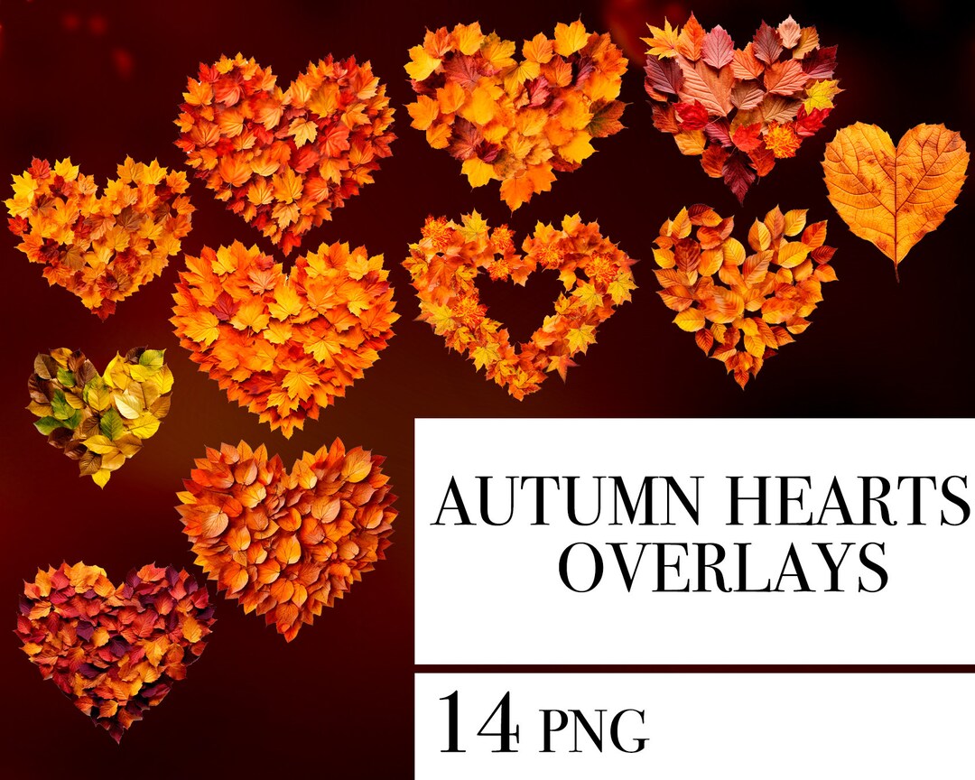 Vintage Fall Heart Png, Autumn Heart Clipart, Autumn Hearts Png, Fall ...