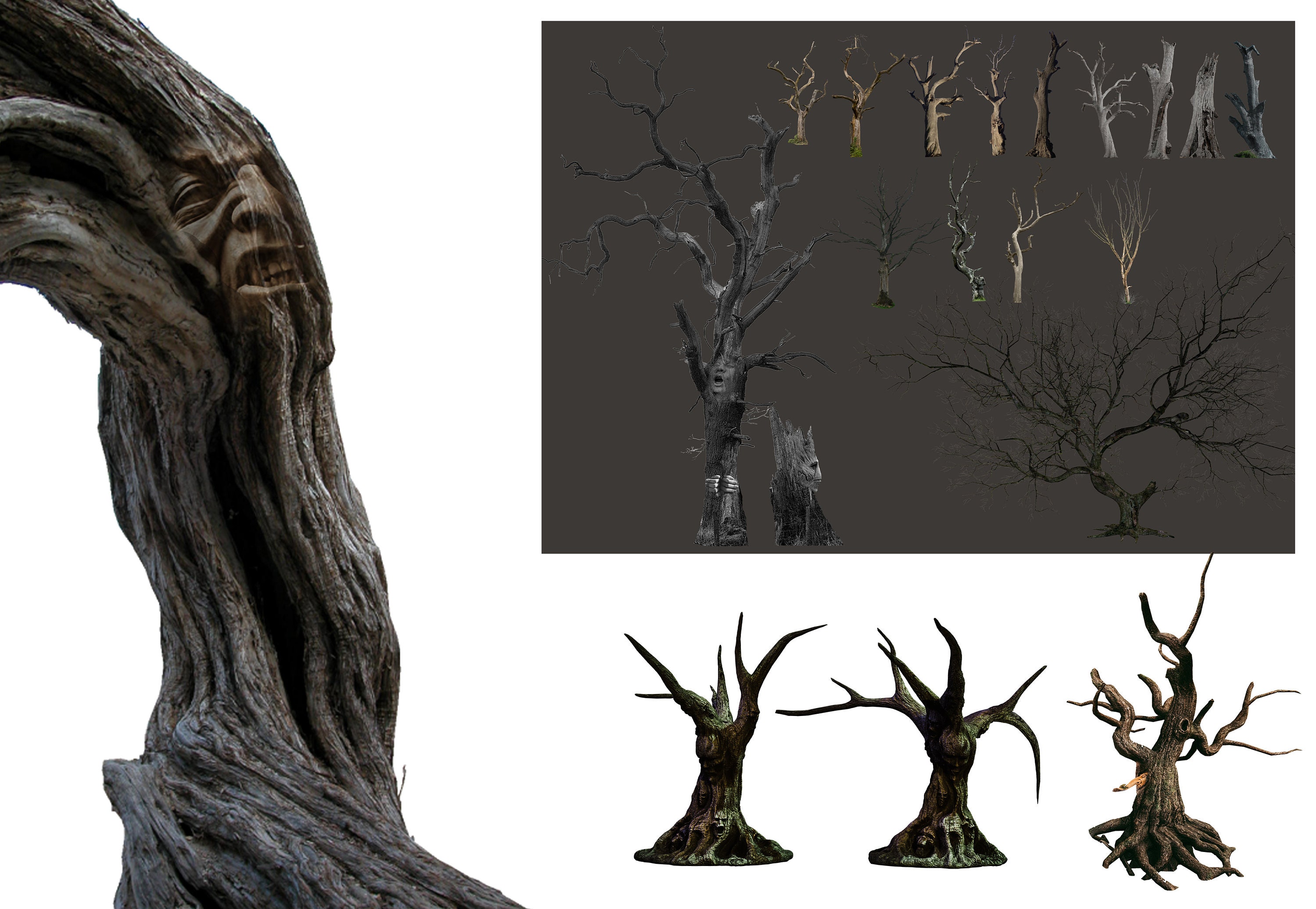 20 Screaming Trees Branches Halloween Overlays Spook Tree | Etsy