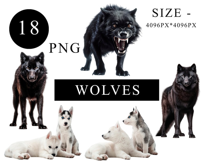 Wolf Clip Art, Wolves Png, Wildlife Animal Png, Realistic PNG Clip Art ...