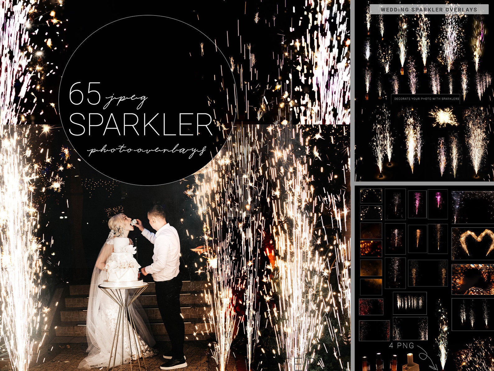 65 Wedding Sparkler Overlays & Photoshop Overlay Fairy Light | Etsy