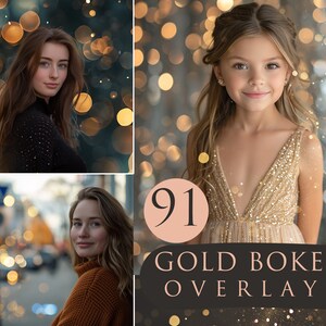 Gold Bokeh Overlays, Glitter Photoshop Overlay, Digital Backdrop Gold ...
