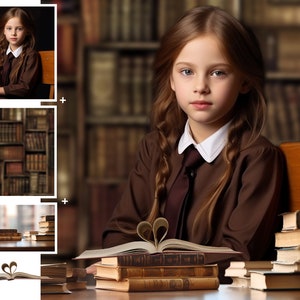 Back to School, Digital Library Background, Vintage School Backdrop ...