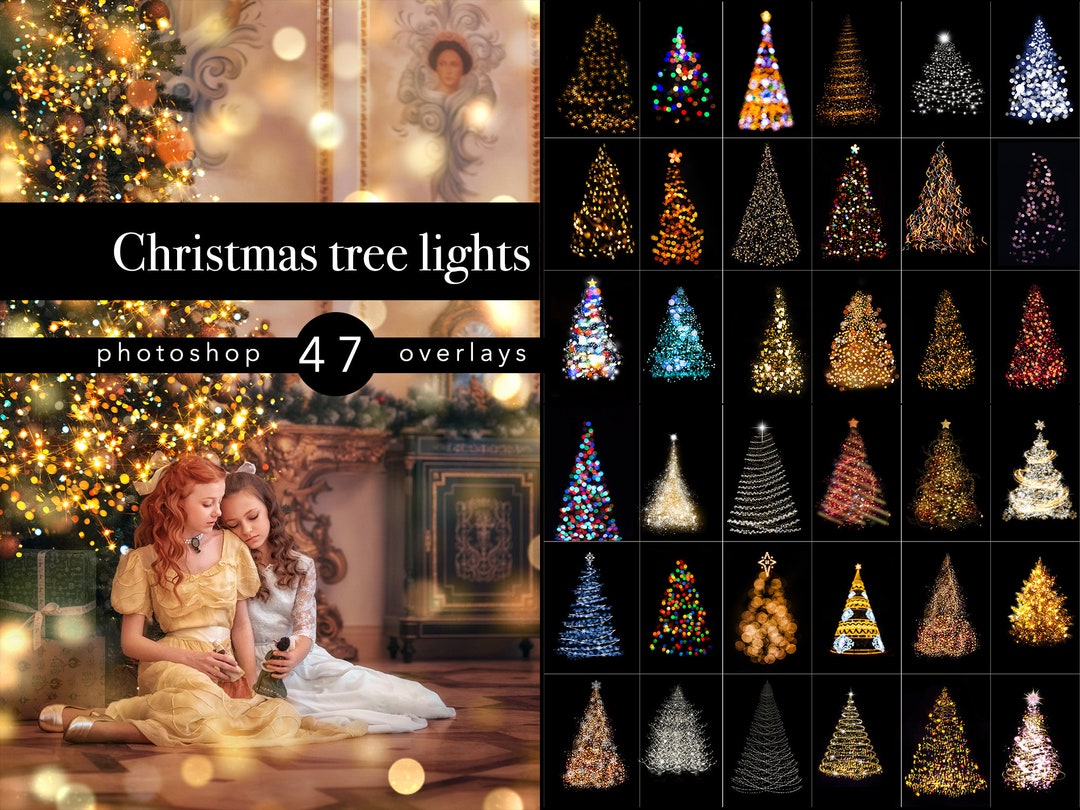 47 Christmas Tree Lights Overlays, New Year Digital Overlays, Christmas Light Overlays ...