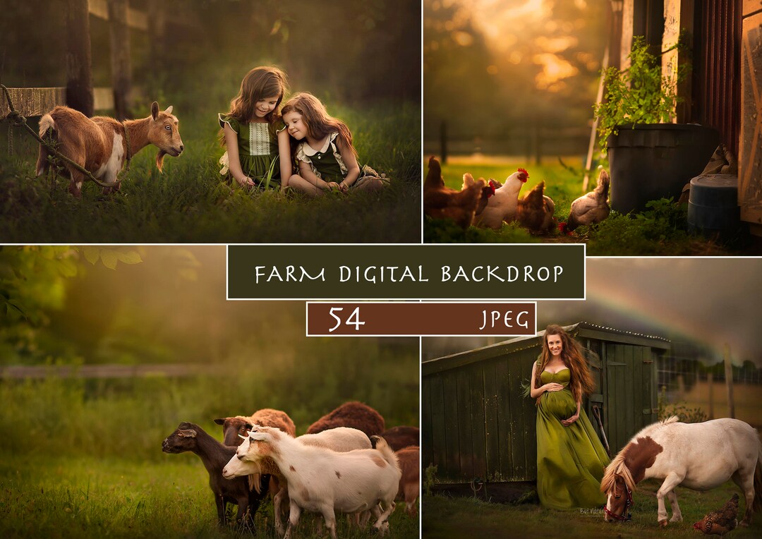 Farm Digital Backdrop, Digital Background, Farm Animals Overlays, Farm ...