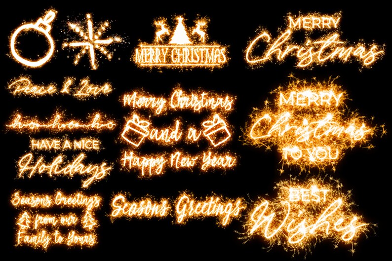 Sparkle Word Art Photo Overlays Christmas Photo Overlays for - Etsy