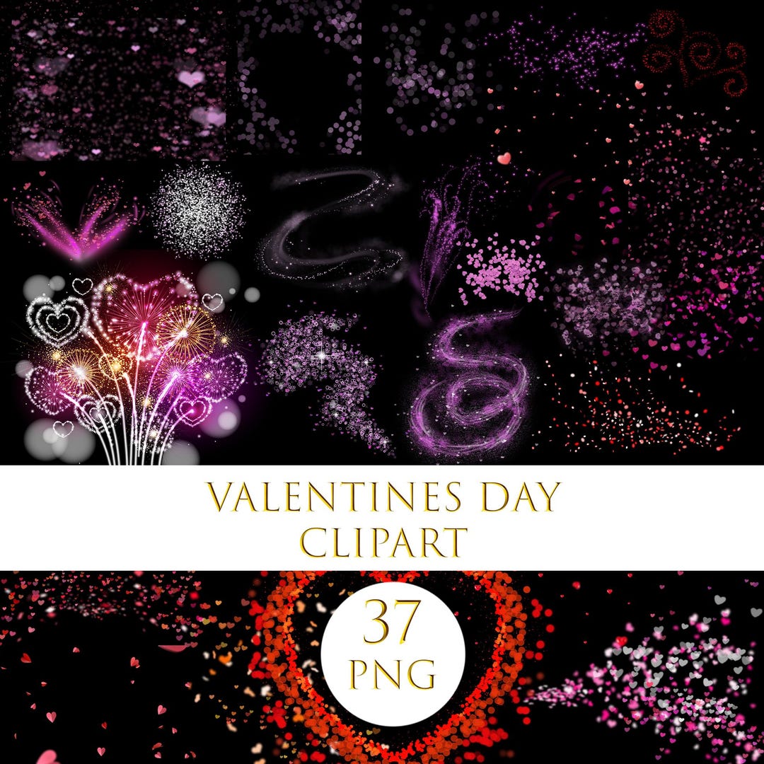 Love Clipart, Valentines Day Clipart, Valentines Overlay, Heart Bokeh ...