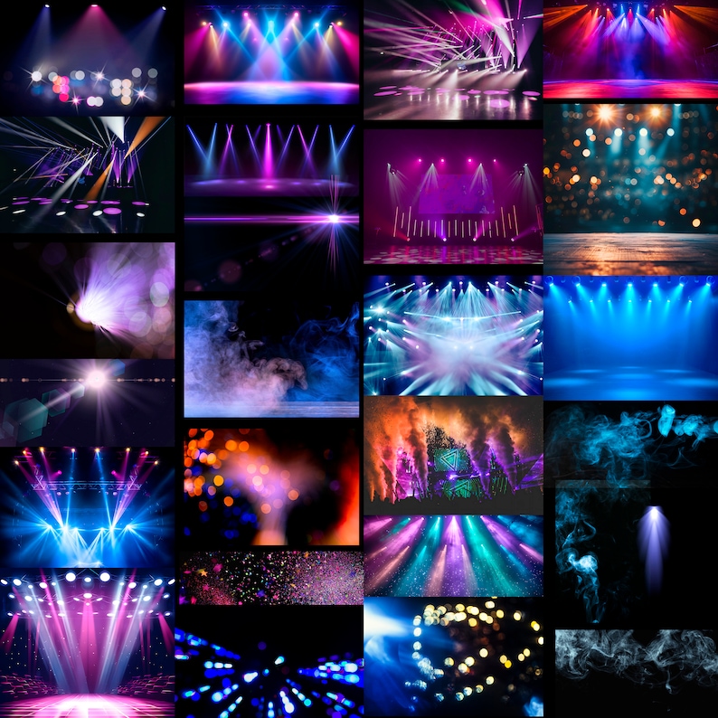Stage Lights Overlay, Lens Flare Light, Spotlight Backdrop, Realistic ...