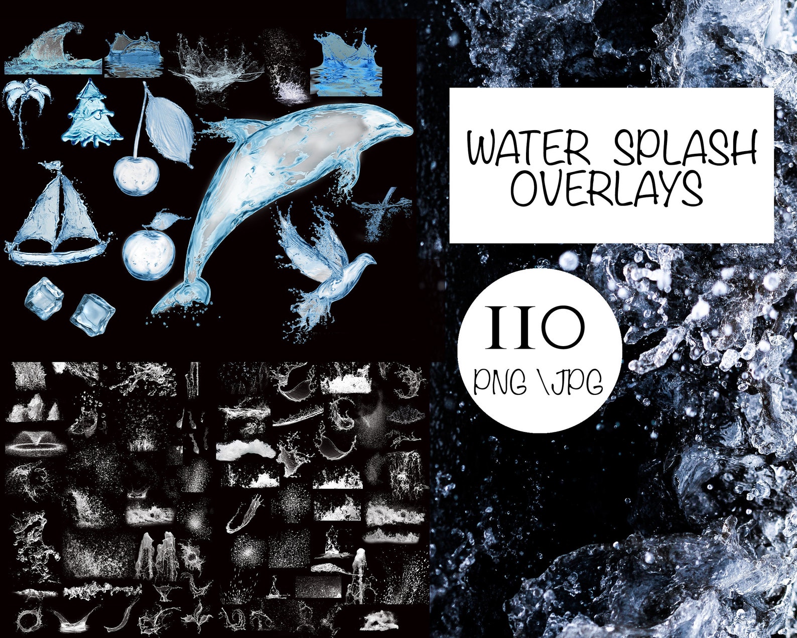 Water Splash Photo Overlays, Photography Prop, Water Effects, Water ...