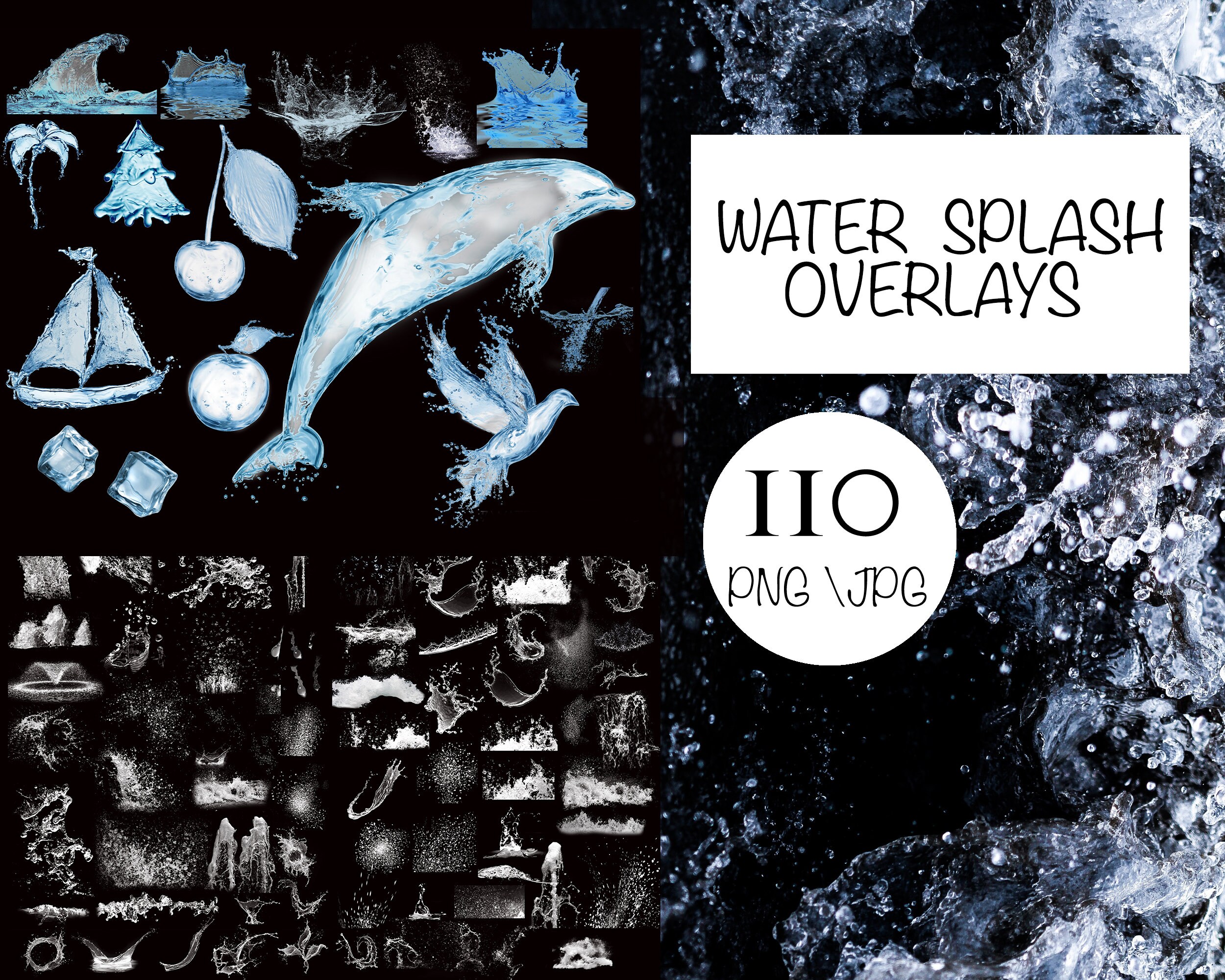 Water Splash Photo Overlays Photography Prop Water Effects | Etsy