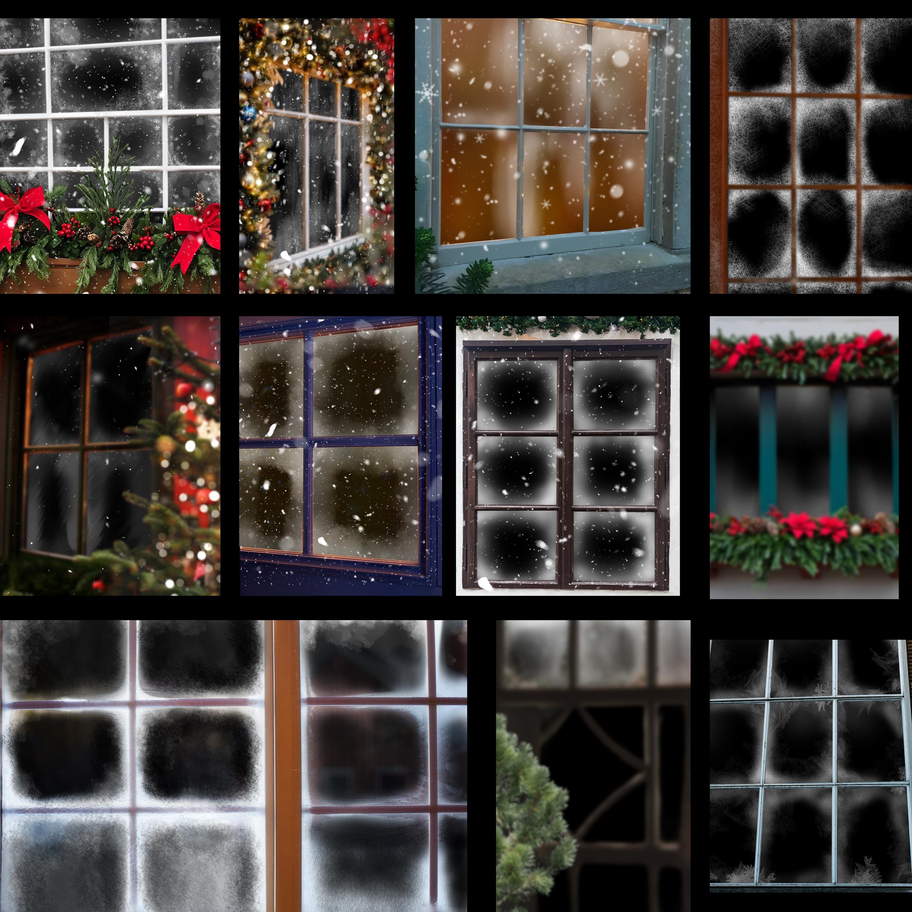 Snowy Christmas Window Overlay: PNG & PSD Winter Photo Effects - Etsy