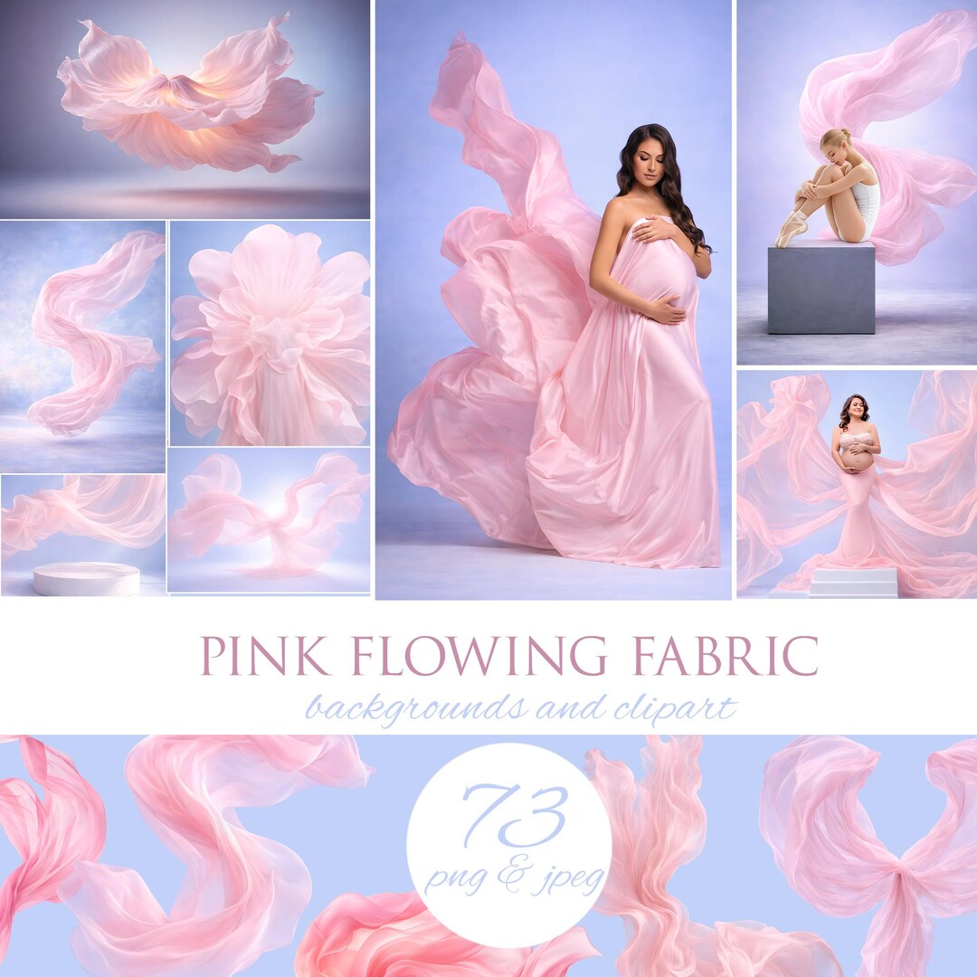 Pink Flying Silk Fabric Digital Backdrop Sets for Maternity Photography ...