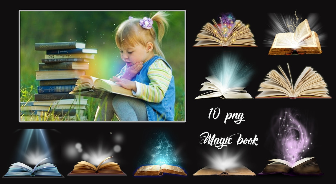 Magic book shine photo overlays Christmas magic shine | Etsy