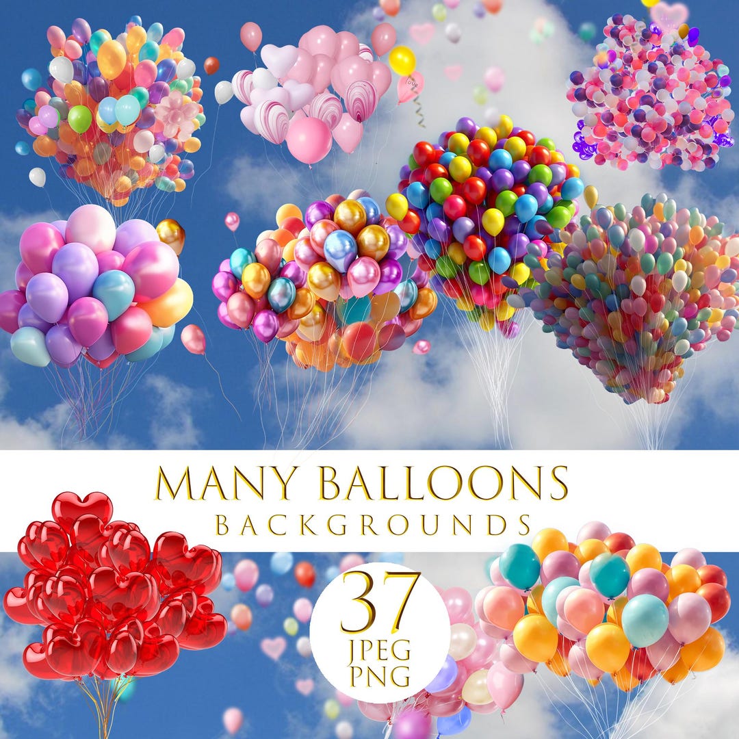 Balloon Photo Overlays: Party Balloons PNG Clipart (digital Download ...
