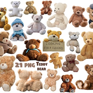 Teddy Bear Clipart, Teddy Bears Overlays, Teddy Bear PNG, Digital Bear ...