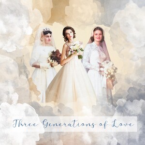 Three Generations Bridal Illustration Bride and Mom Generational Wedding Portrait Custom ...