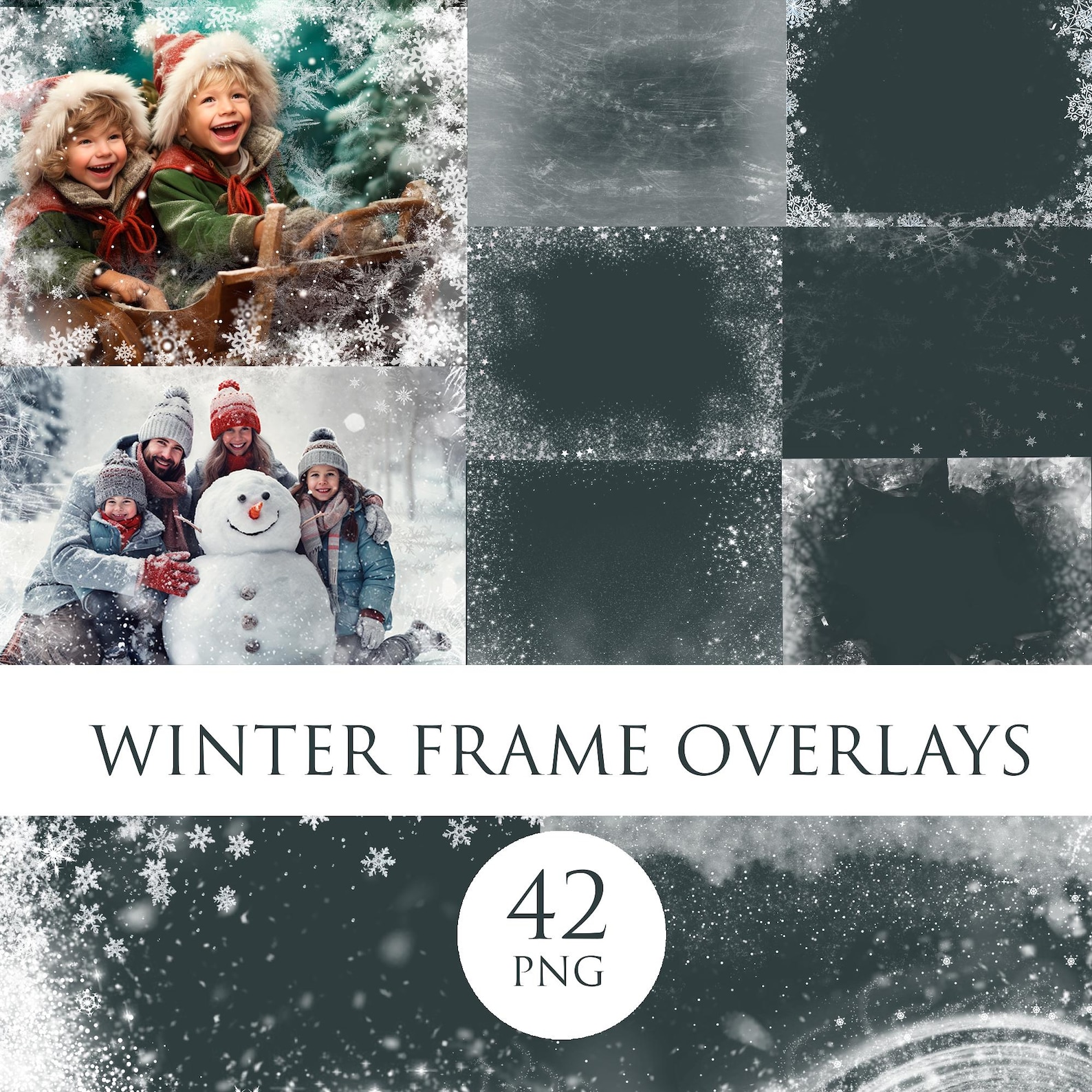 Winter Frame Overlay, Christmas Overlays, Frosted Window Winter Frame ...