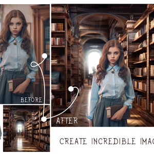 Back to School, Digital Library Background, Vintage School Backdrop ...