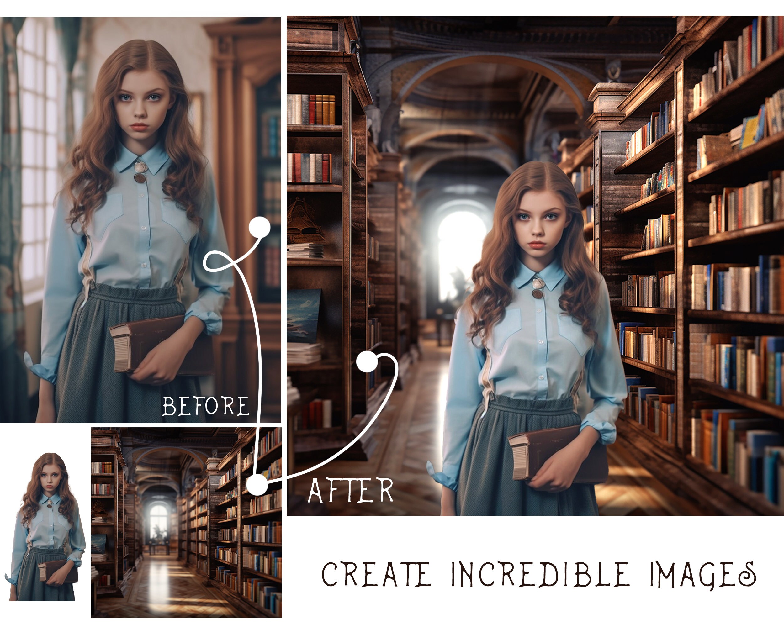 Back to School, Digital Library Background, Vintage School Backdrop ...