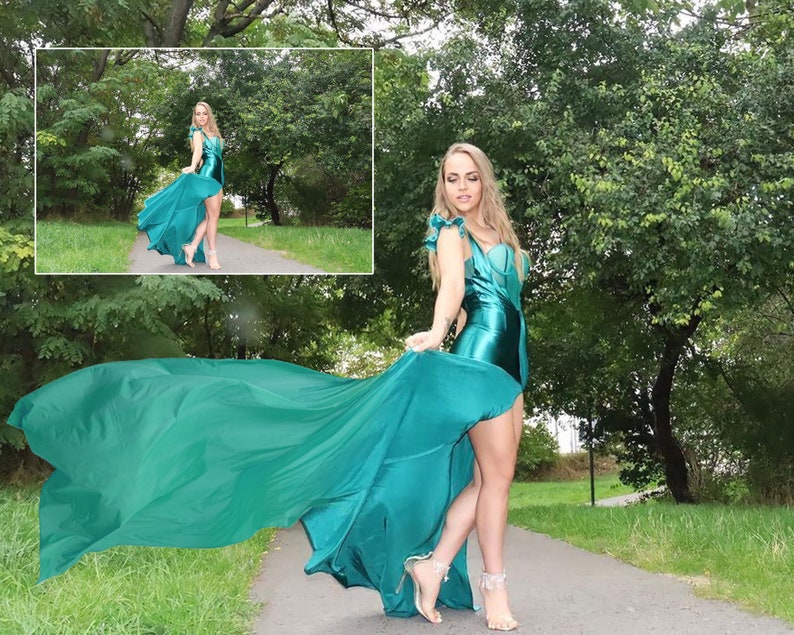 Green Flying Fabric Overlays Flying Cloth Silk Waving Flying - Etsy