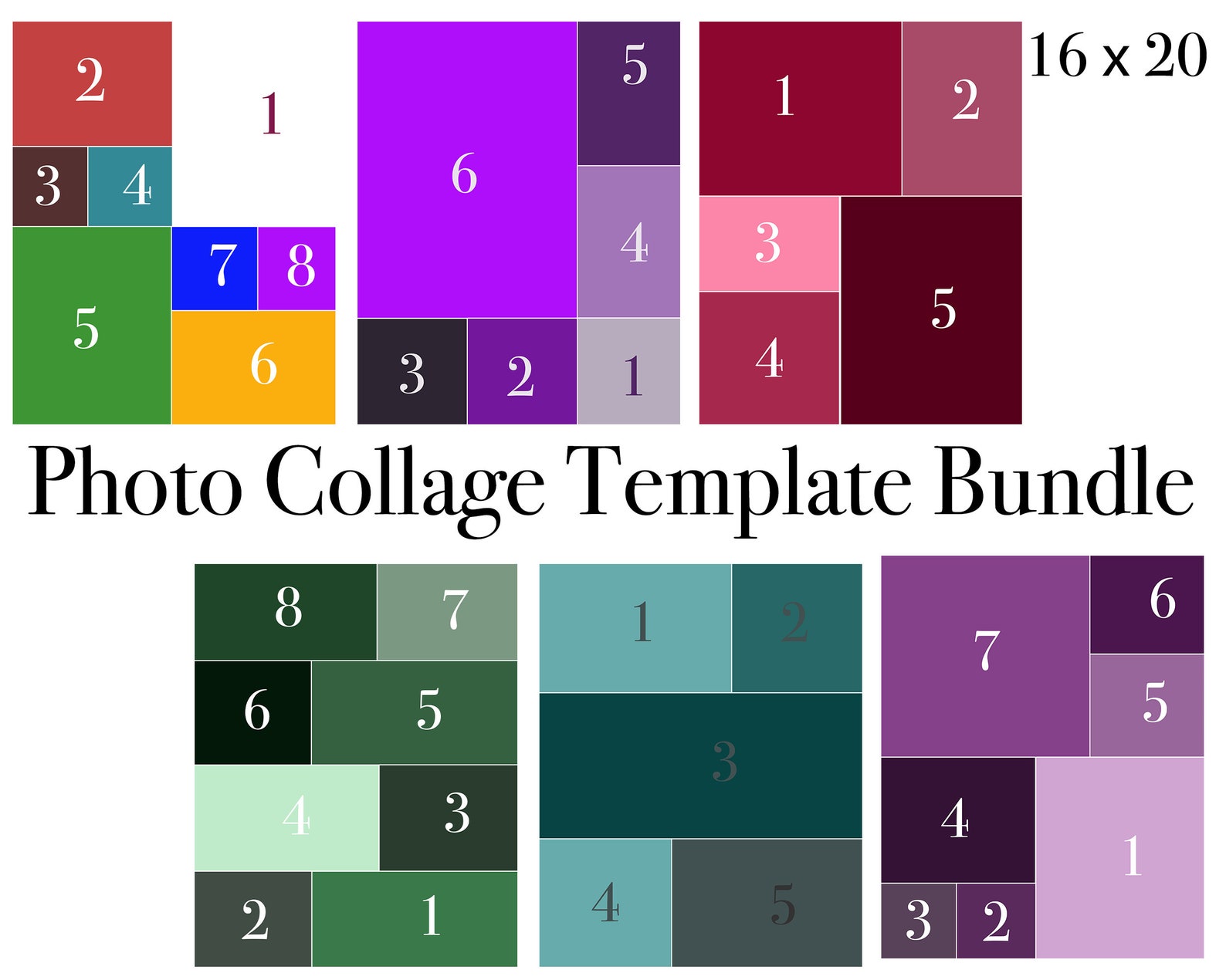 16x20 Photo Collage Template Bundle Photoshop Templates for | Etsy
