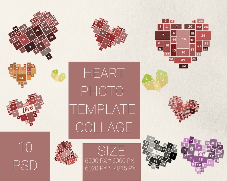 Heart Photo Collage Printable Gift for Valentine's Day - Etsy