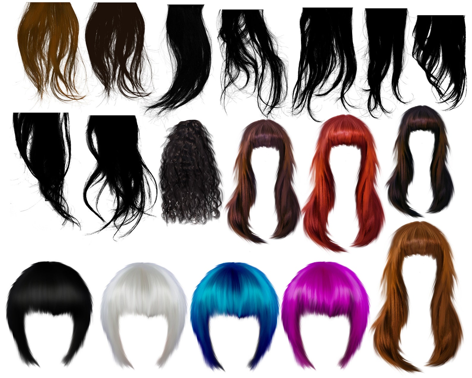 Hair Clipart Hair Overlays Curly Hair Png Real Hair - Etsy