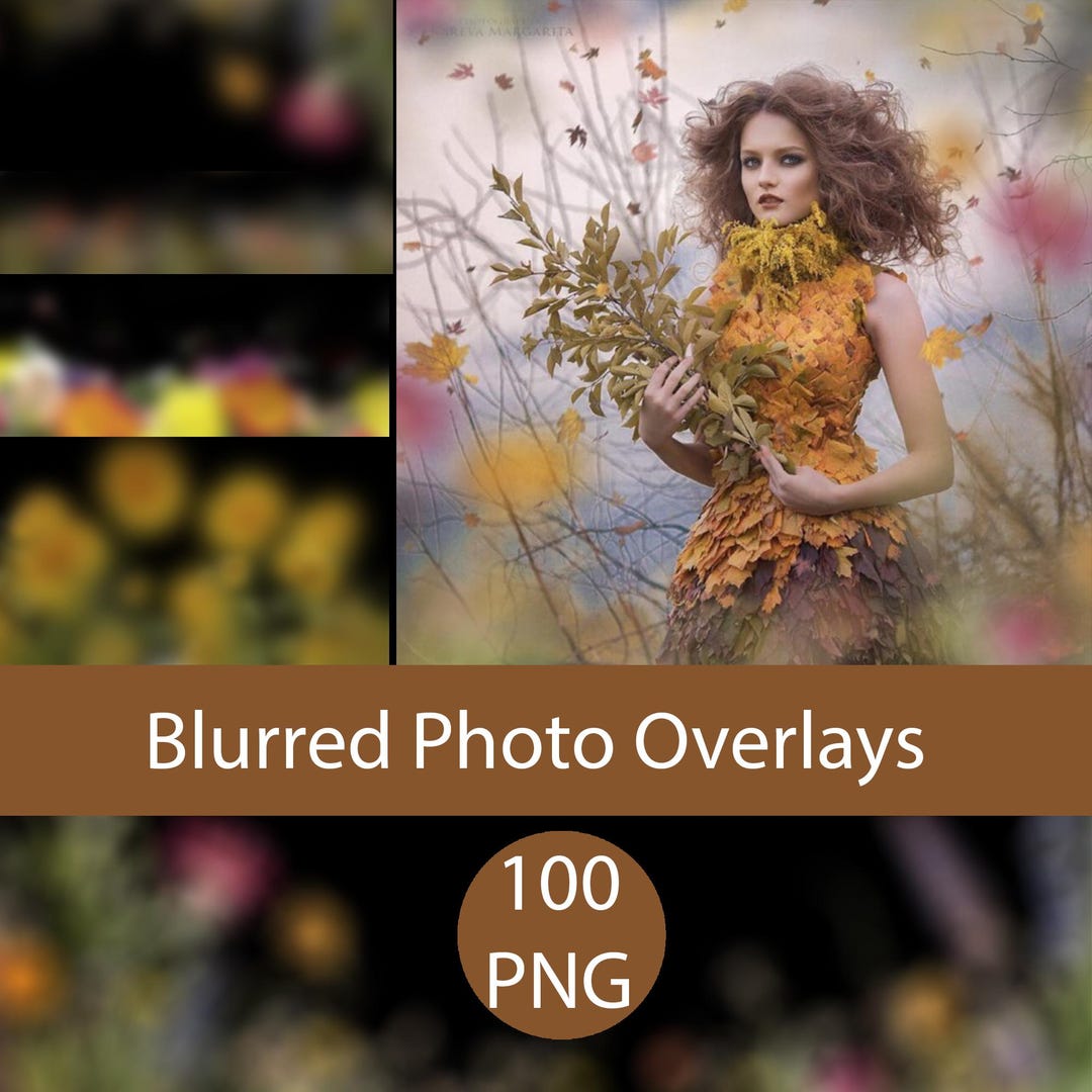 Blurred Photo Overlay, Blurred Flower Branch PNG Overlay, Soft Floral ...