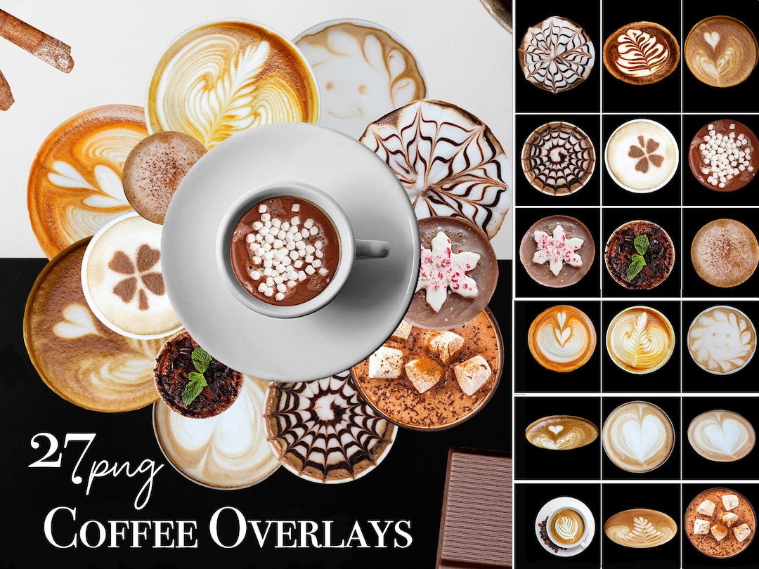 27 Coffee Overlays, Coffee Art Overlay, Latte Art Overlay, Steam ...