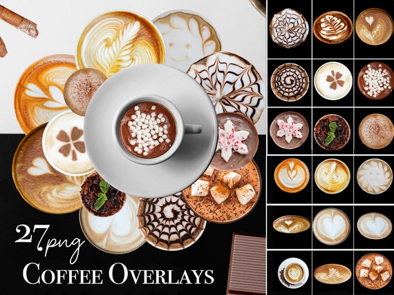 27 Coffee Overlays Coffee Art Overlay Latte Art Overlay | Etsy UK