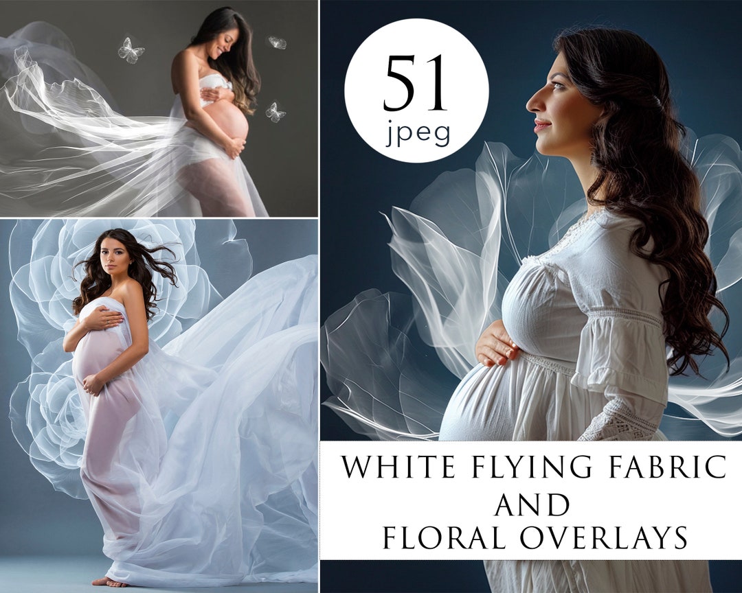 Maternity Backdrop, White Flying Fabric, Floral Overlays, Tulle ...