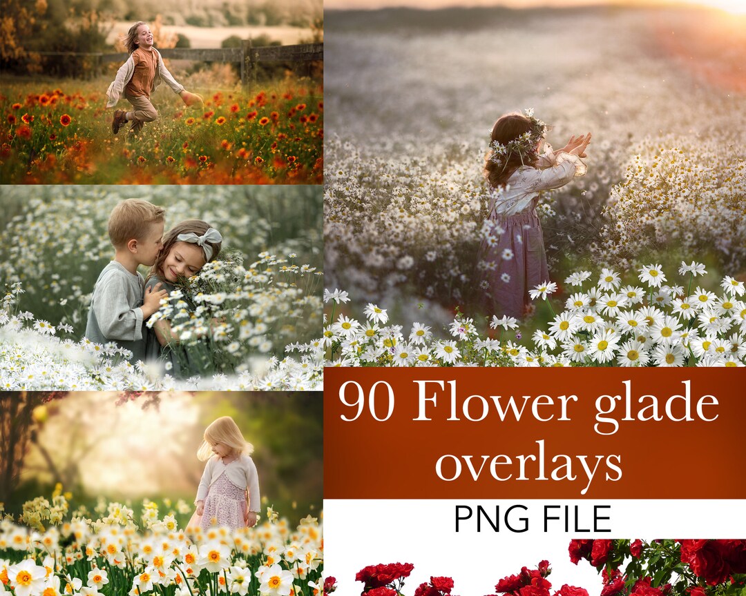 Flower Glade Photoshop Overlays, Flowering Field Photo Overlays ...