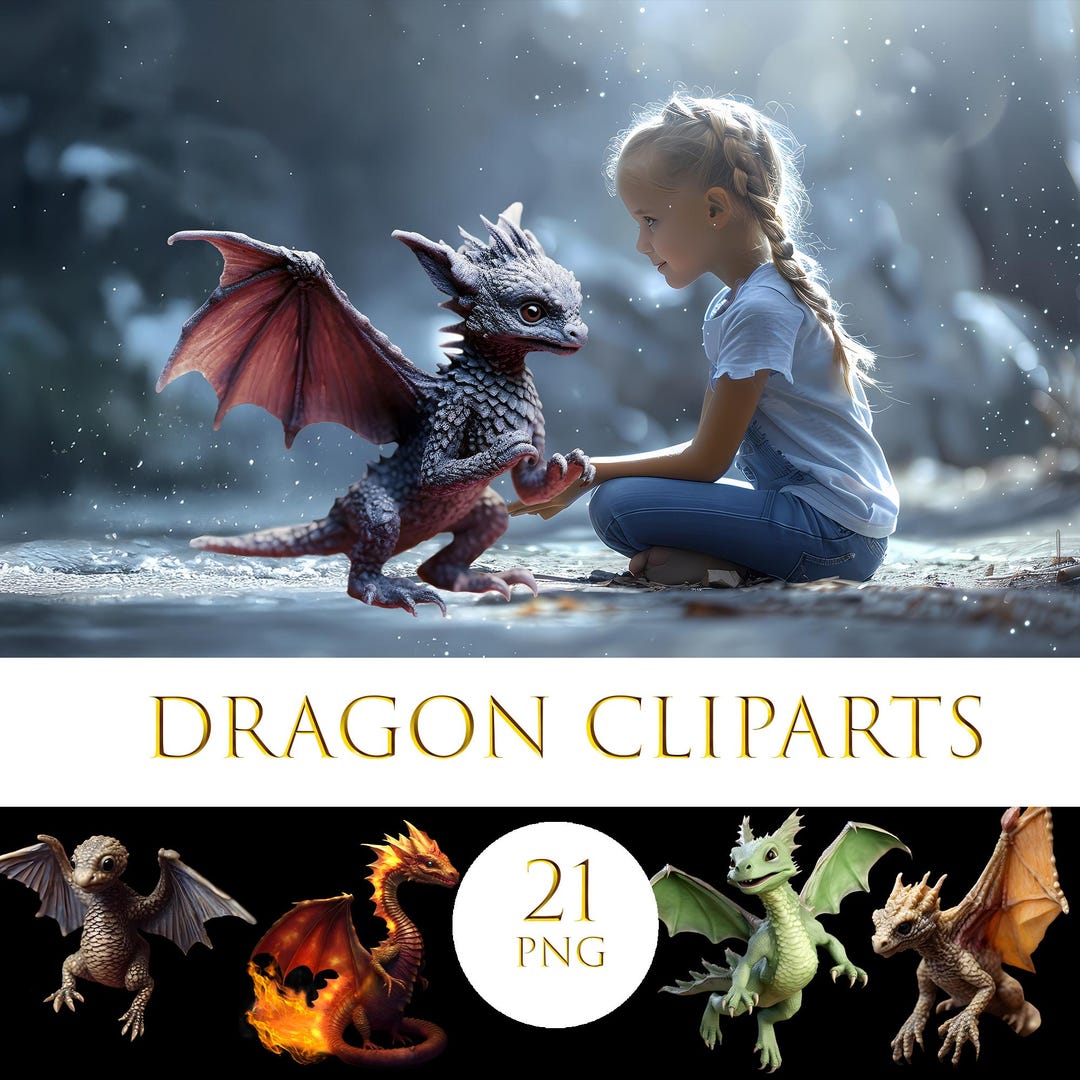 Ultra Realistic Baby Dragon PNG Bundle: Fantasy Clipart - Etsy