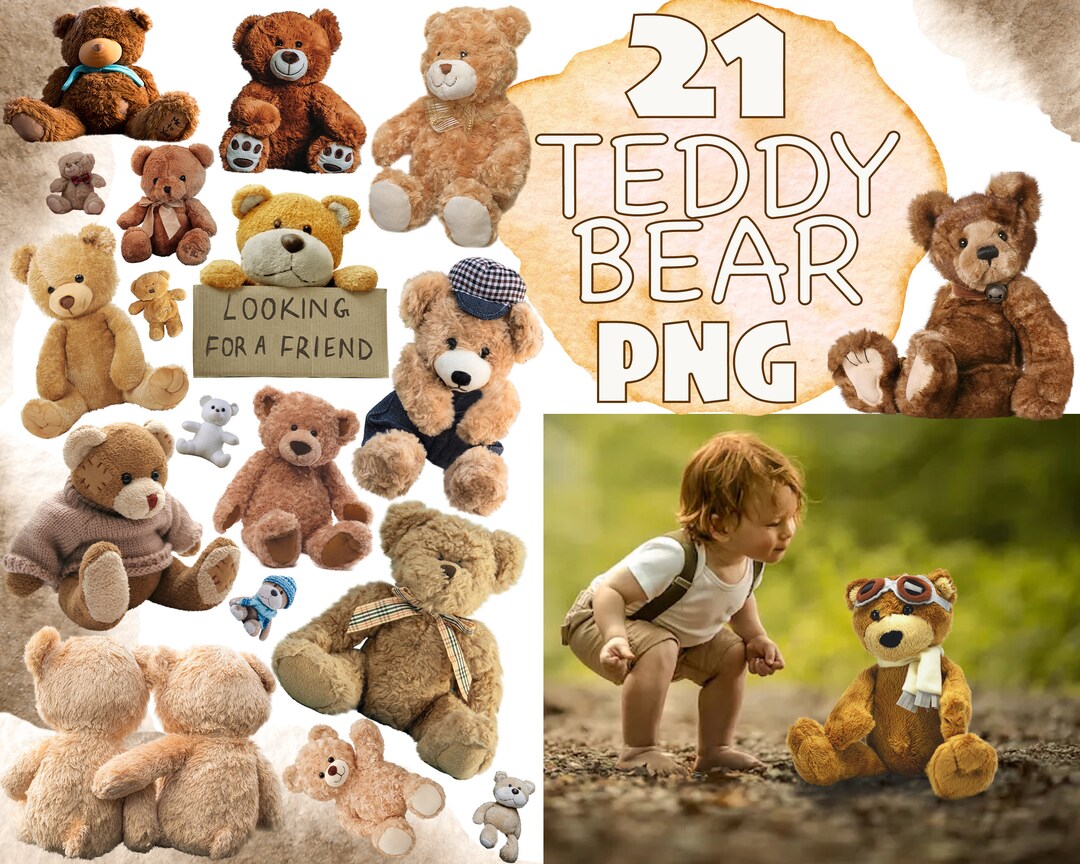 Teddy Bear Clipart, Teddy Bears Overlays, Teddy Bear PNG, Digital Bear ...