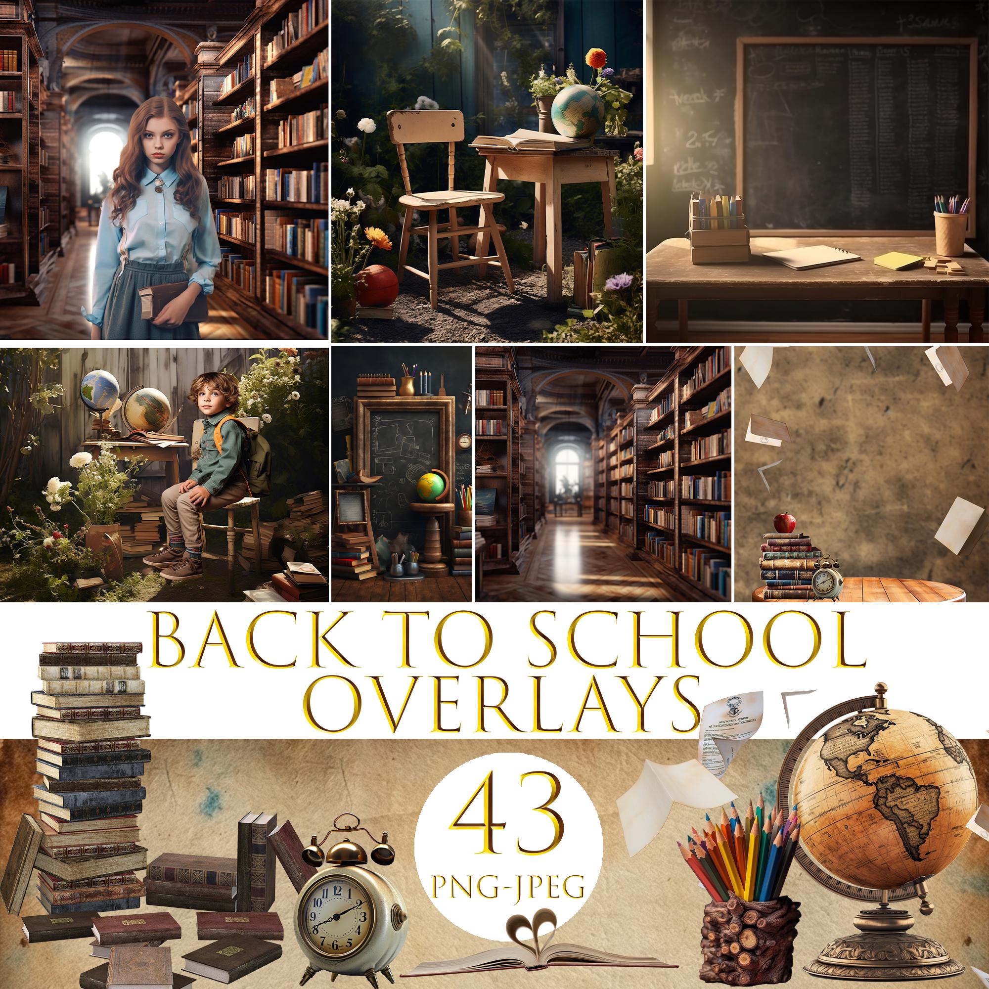 Back to School, Digital Library Background, Vintage School Backdrop ...