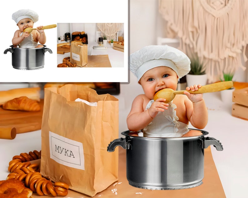 Little Chef Digital Background - Kitchen Photo Composite Prop for ...
