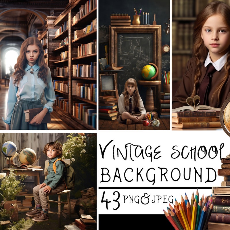 School Digital Background - Etsy