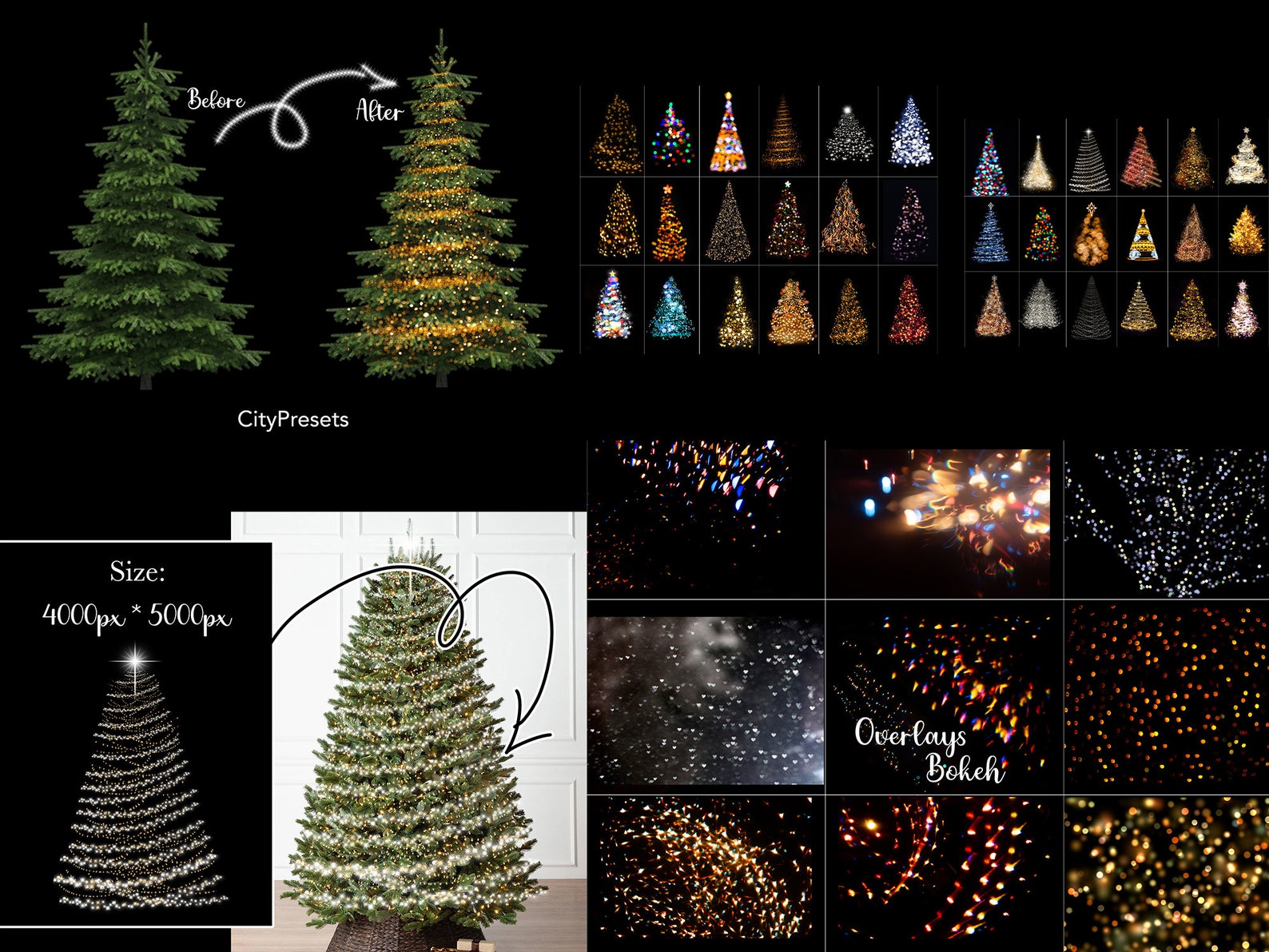 47 Christmas Tree Lights Overlays New Year Digital Overlays - Etsy