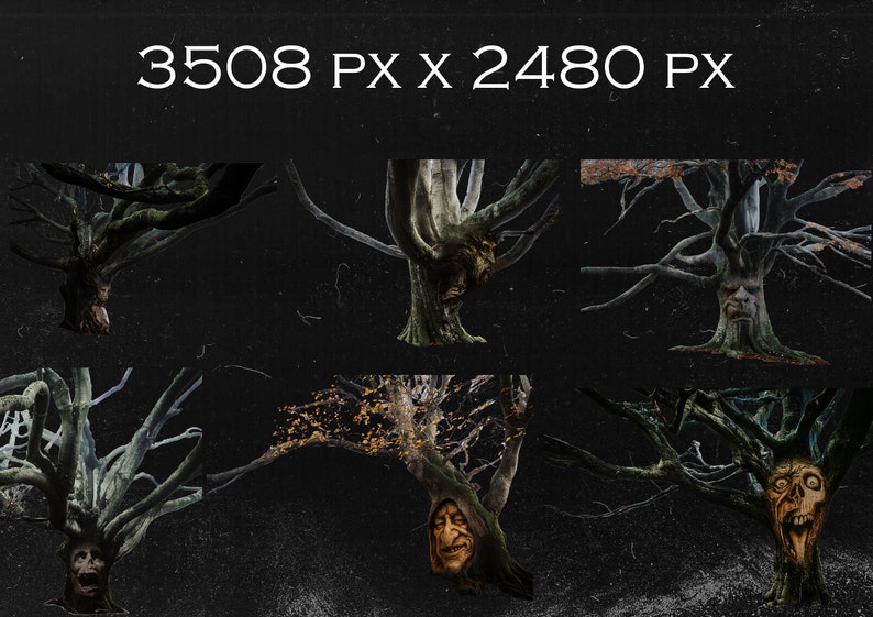 20 Screaming Trees Branches Halloween Overlays Spook Tree - Etsy