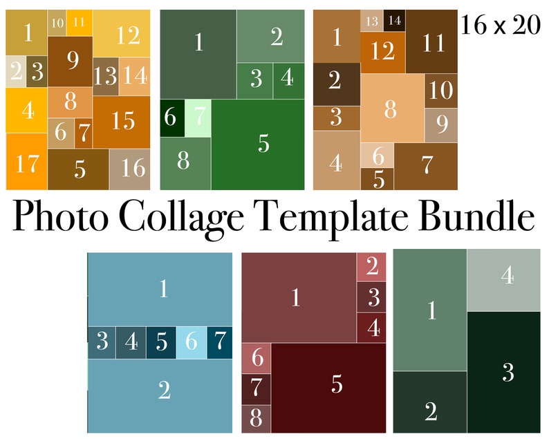 16x20 Photo Collage Template Bundle Photoshop Templates for | Etsy