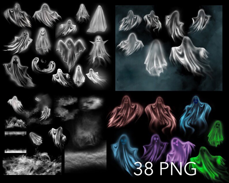 Ghost Overlay Ghost Png Halloween Ghost Clipart Flying - Etsy