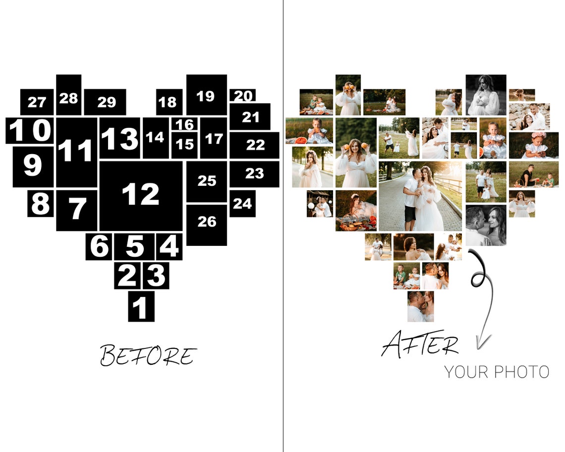 Heart Photo Collage Printable Gift for Valentine's Day - Etsy