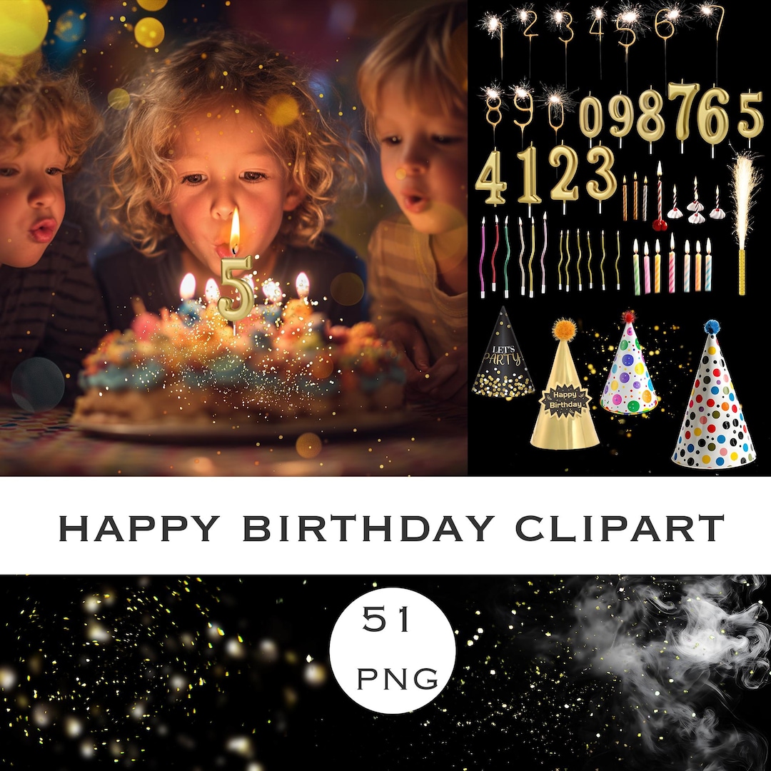 Happy Birthday PNG, Happy Birthday Overlays, Sparkler Overlay, Glitter ...