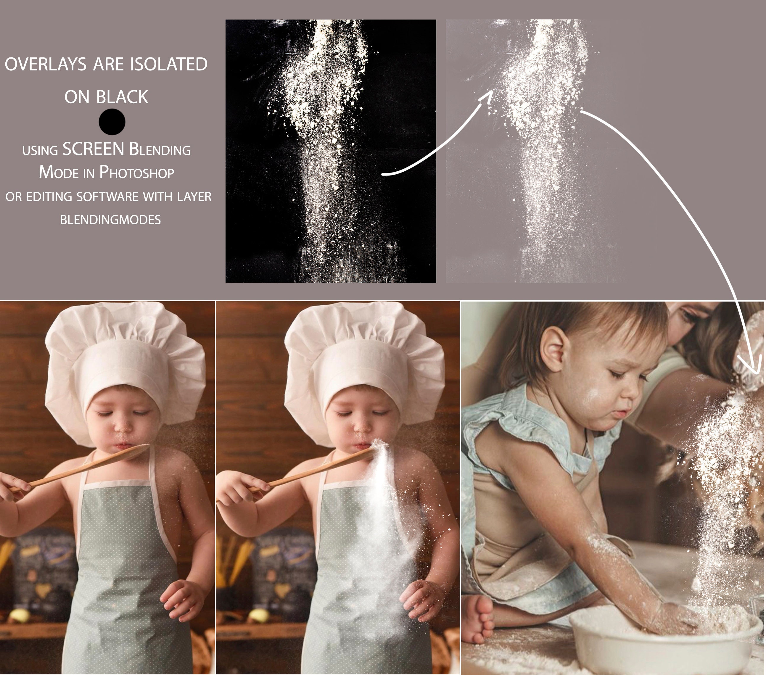 Christmas Baking Powder Dust Overlays: Flour Photography Effects (PNG ...