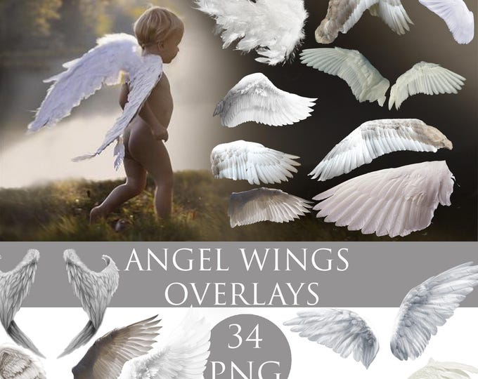 White Angel Wings Digital Overlays PSD & PNG, Maternity Backdrop ...