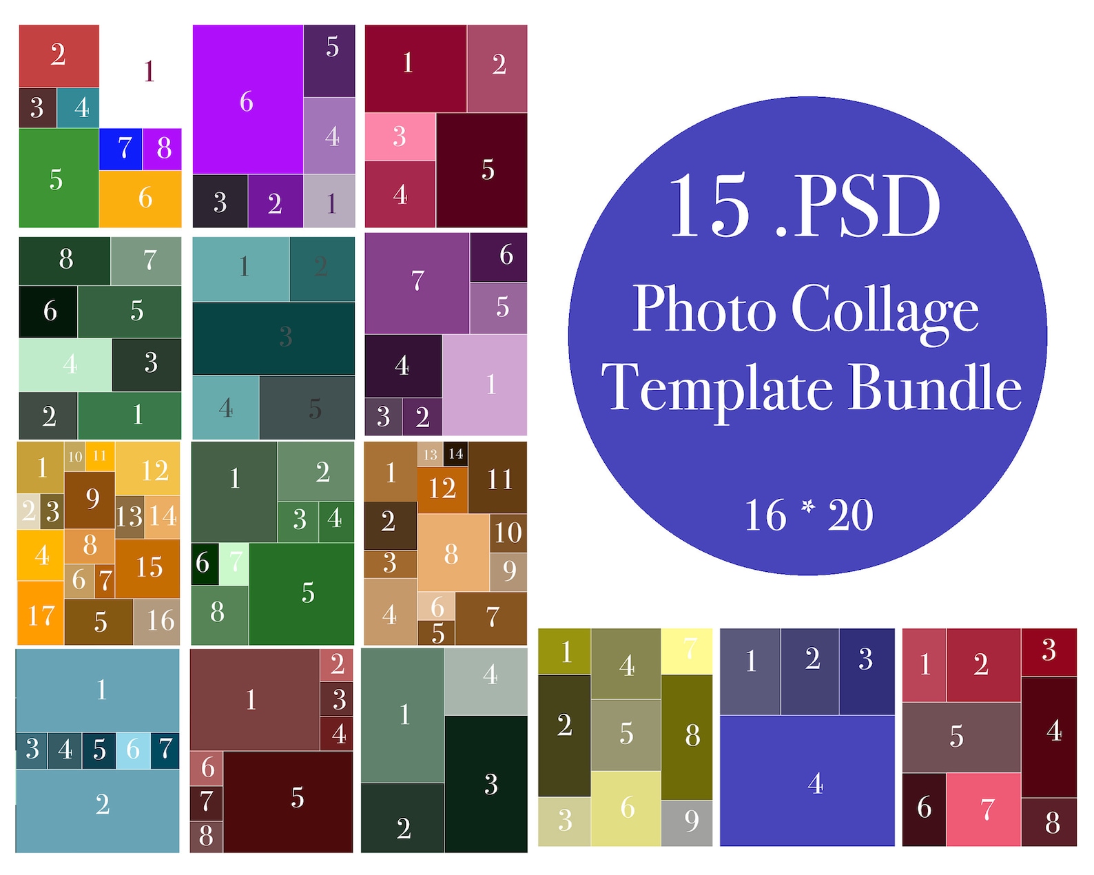 16x20 Photo Collage Template Bundle Photoshop Templates for | Etsy