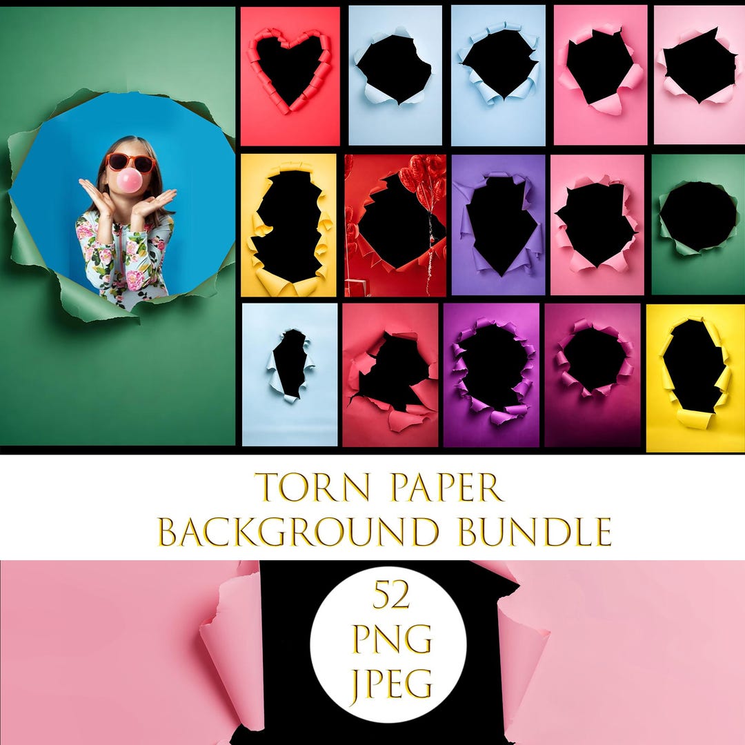 Torn Paper Background Bundle – Ripped Paper Overlay, Tear Through Wall ...