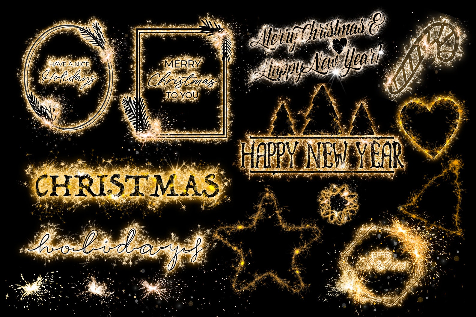 Sparkle Word Art Photo Overlays Christmas Photo Overlays for - Etsy