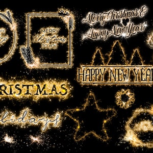Sparkle Word Art Photo Overlays, Christmas Photo Overlays for Photoshop ...